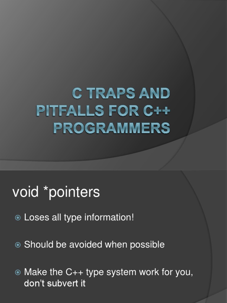 Ctraps And Pitfalls For Cpp Programmers Pdf Pointer Computer Programming C Programming