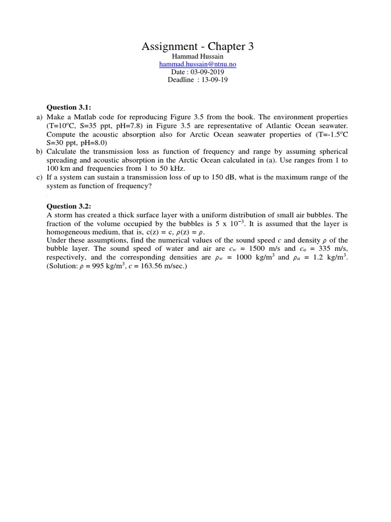 Assignment - Chapter 3: Hammad - Hussain@ntnu - No | PDF