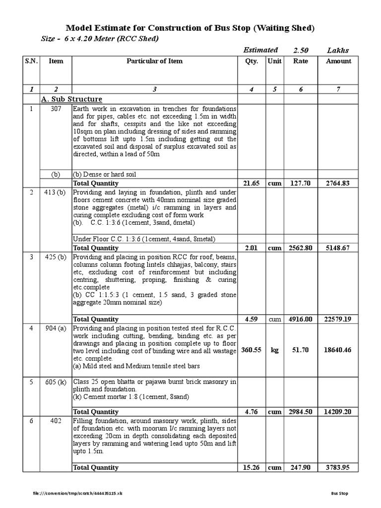Detailed Model Estimate | PDF | Masonry | Mortar (Masonry)