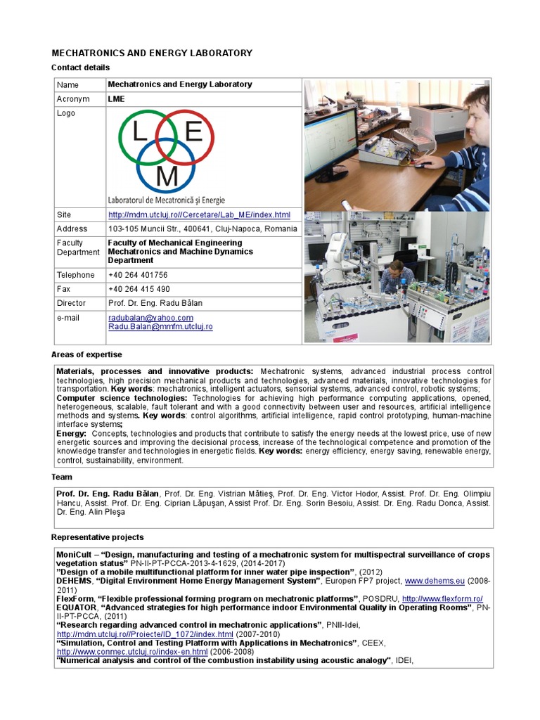Mechatronics and Energy Laboratory | Download Free PDF | Mechatronics | Embedded System