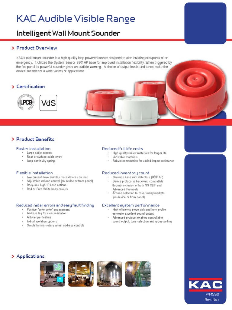 KAC Audible Visible Range: Intelligent Wall Mount Sounder | PDF ...