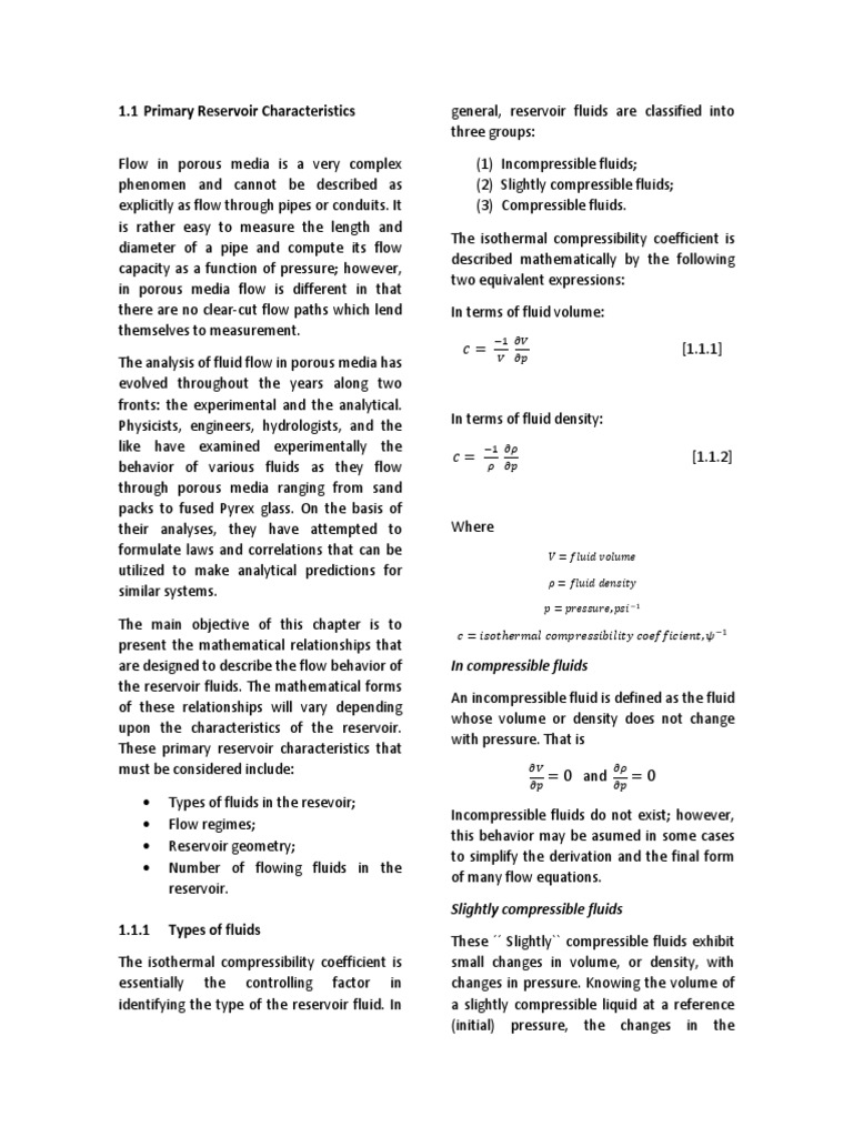 Primary Reservoir Characteristics | PDF | Fluid Dynamics | Compressible ...