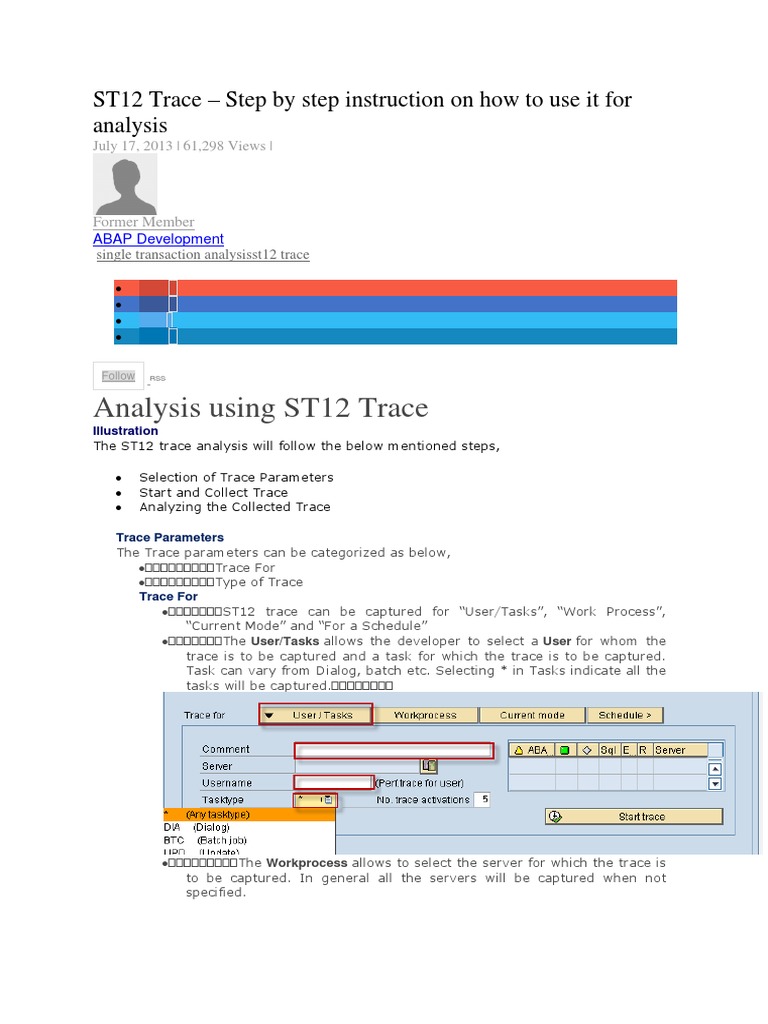 Analysis Using ST12 Trace: ST12 Trace - Step by Step Instruction On How To Use It For Analysis ...