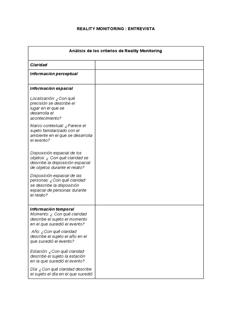 Reality Monitoring PDF | PDF | Cognición | Ciencia cognitiva