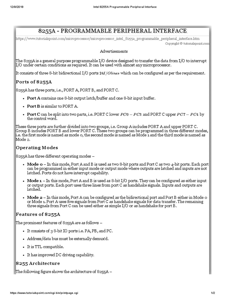 Intel 8255A | PDF | Digital Technology | Computer Architecture