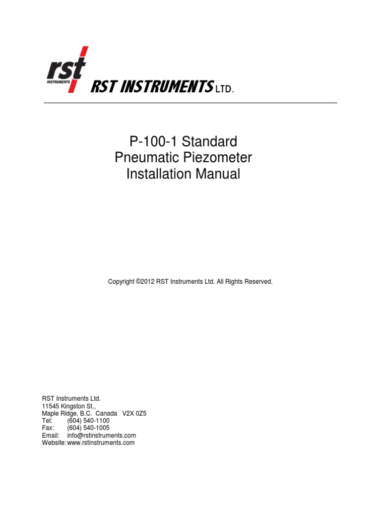 Manual de Piezómetro Neumático RST | PDF | Casing (Borehole) | Pipe ...