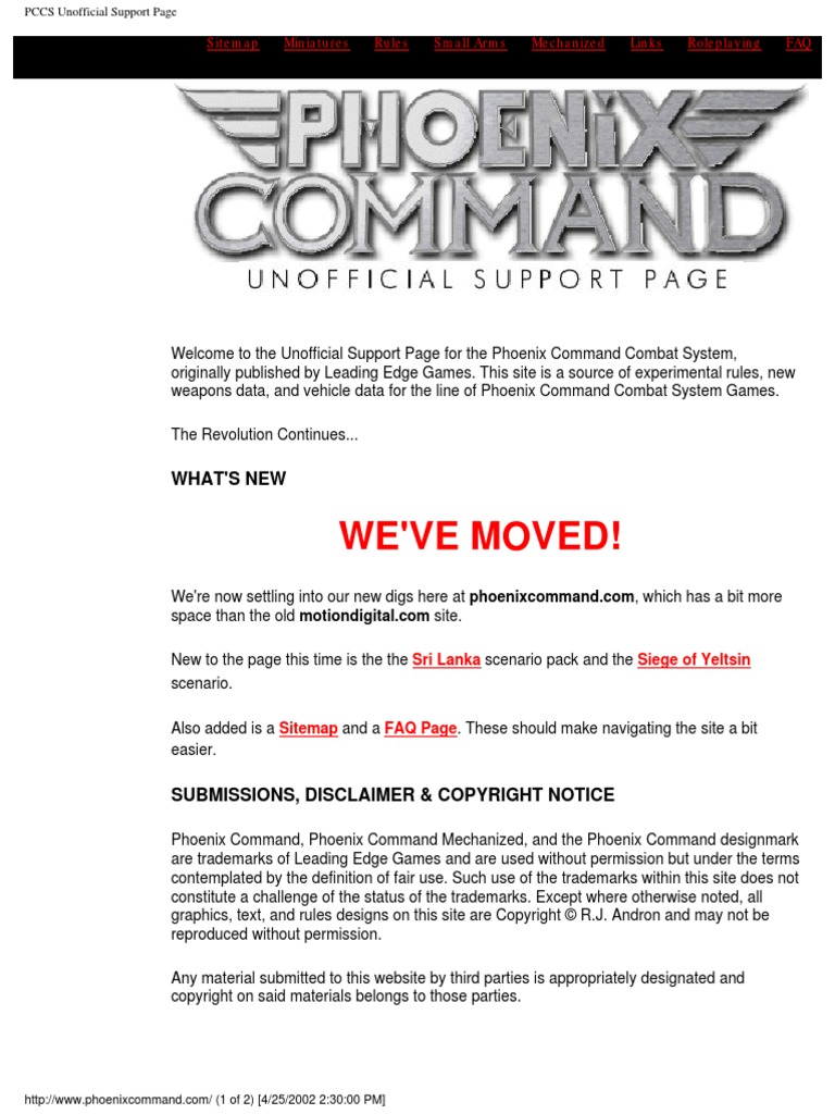 Phoenix Command - Miniature Rules Modern Warfare - Complete Unofficial ...