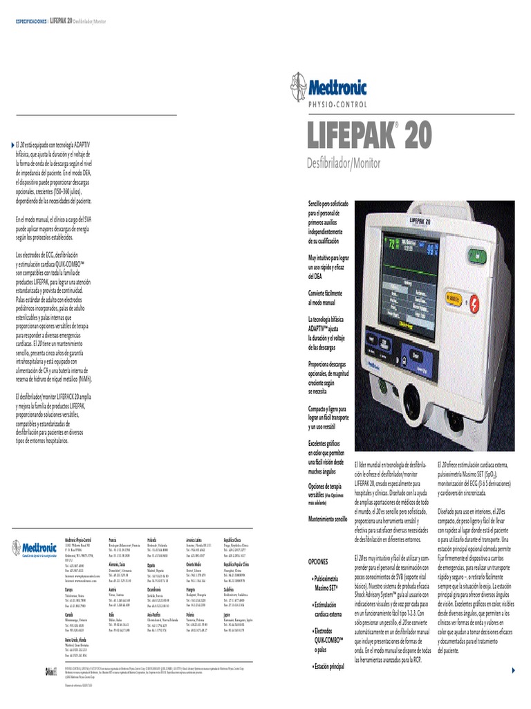 Lifepak 20 Características y Folleto | PDF | Electrocardiografia ...