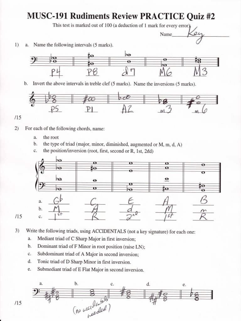 MUSC-191 Rudiments Review: PRACTICE Quiz#z | PDF | Minor Scale | Music ...