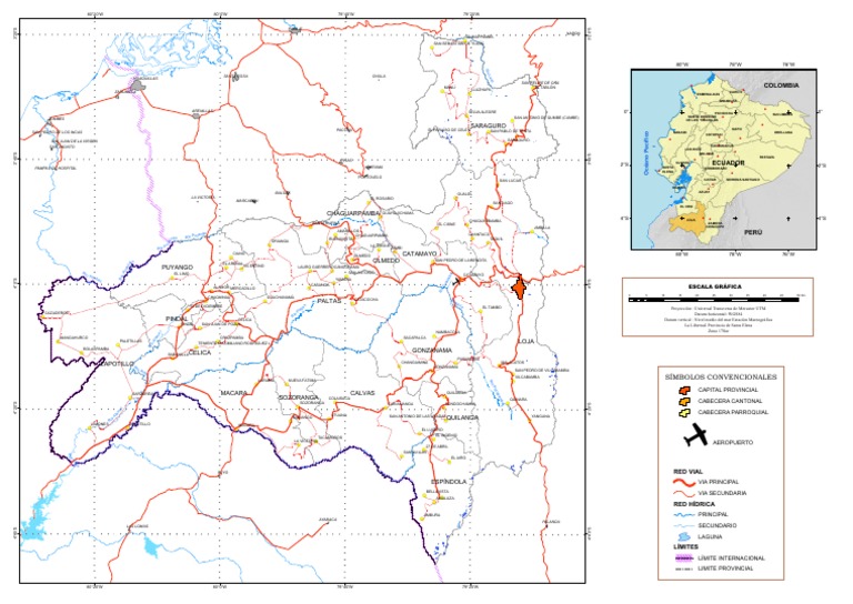 Mapa de la región de Macha La en Ecuador, mostrando los pueblos de ...
