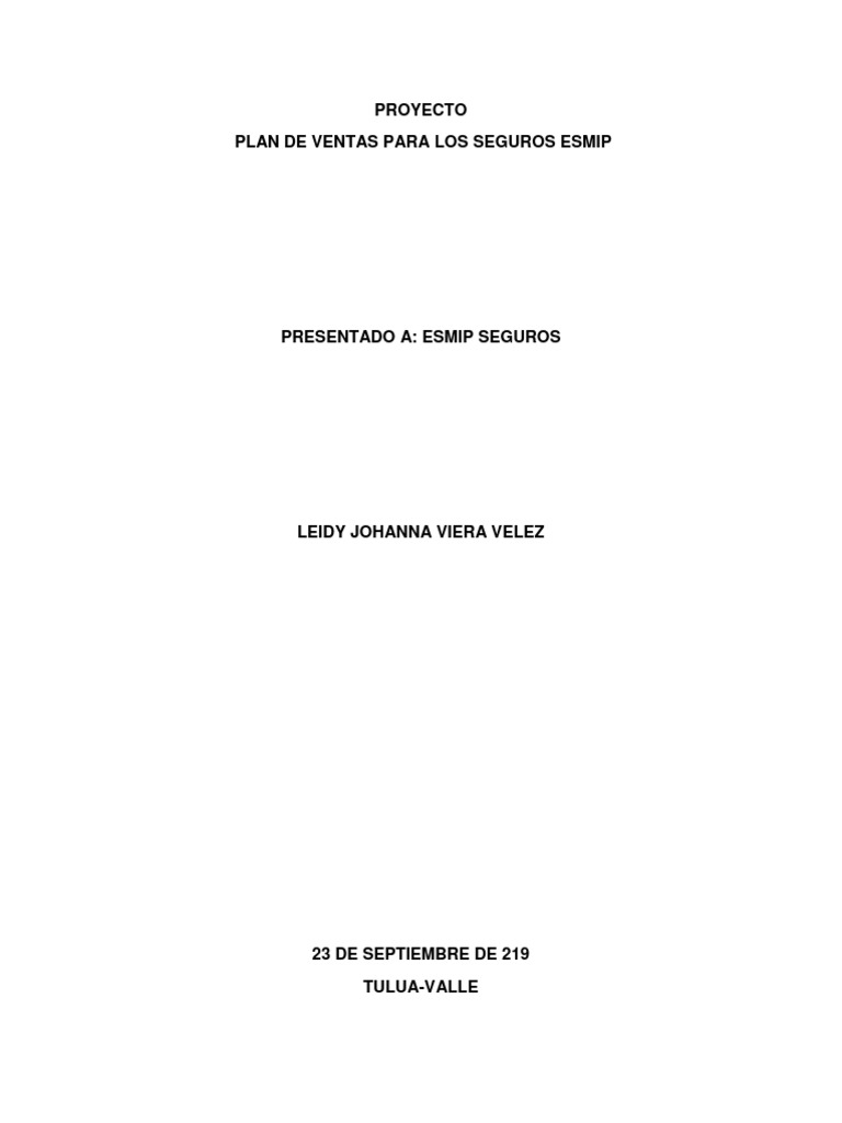 Proyecto de Plan de Ventas | PDF | Seguro | Cliente