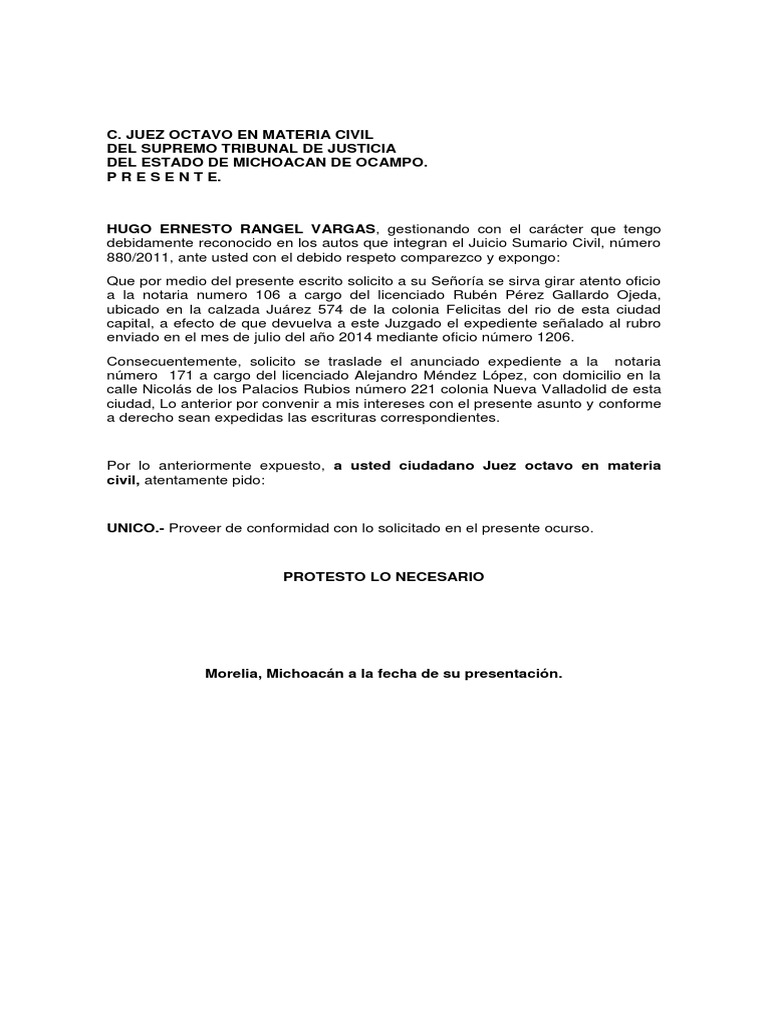 Escrito Devolucion de Expediente | PDF