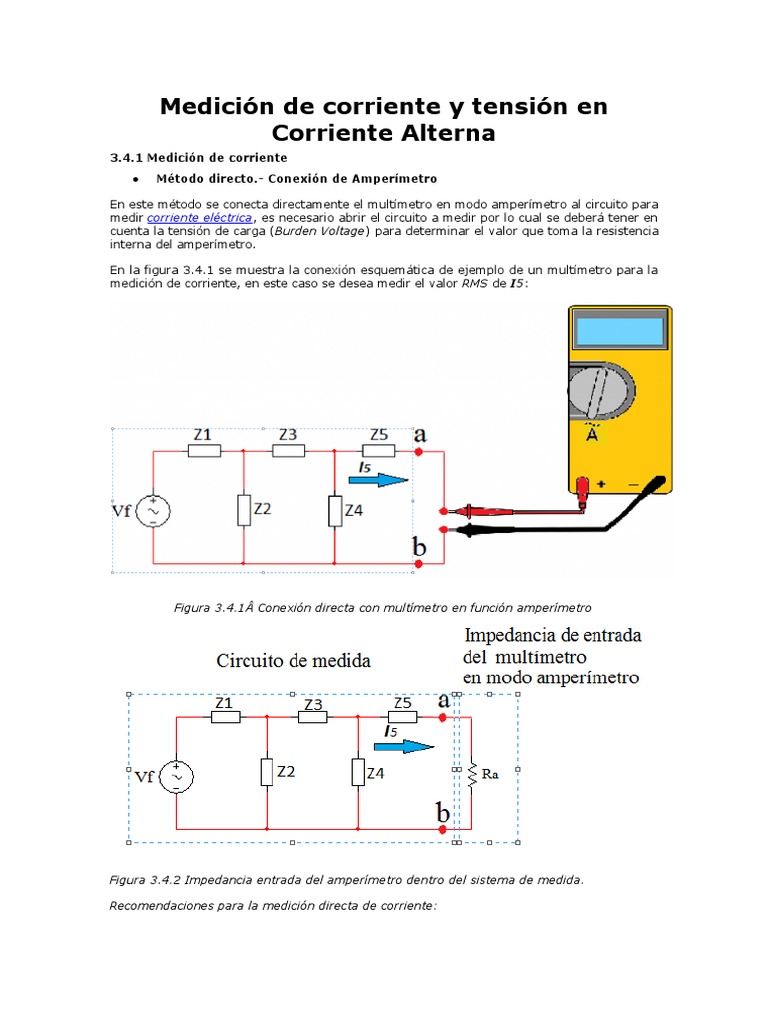 Medición de Corriente y Tensión en Corriente Alterna | Descargar gratis PDF | Impedancia ...