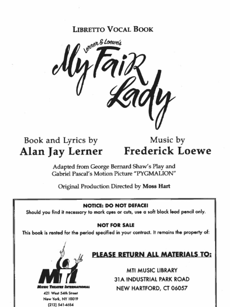 My Fair Lady Script | PDF