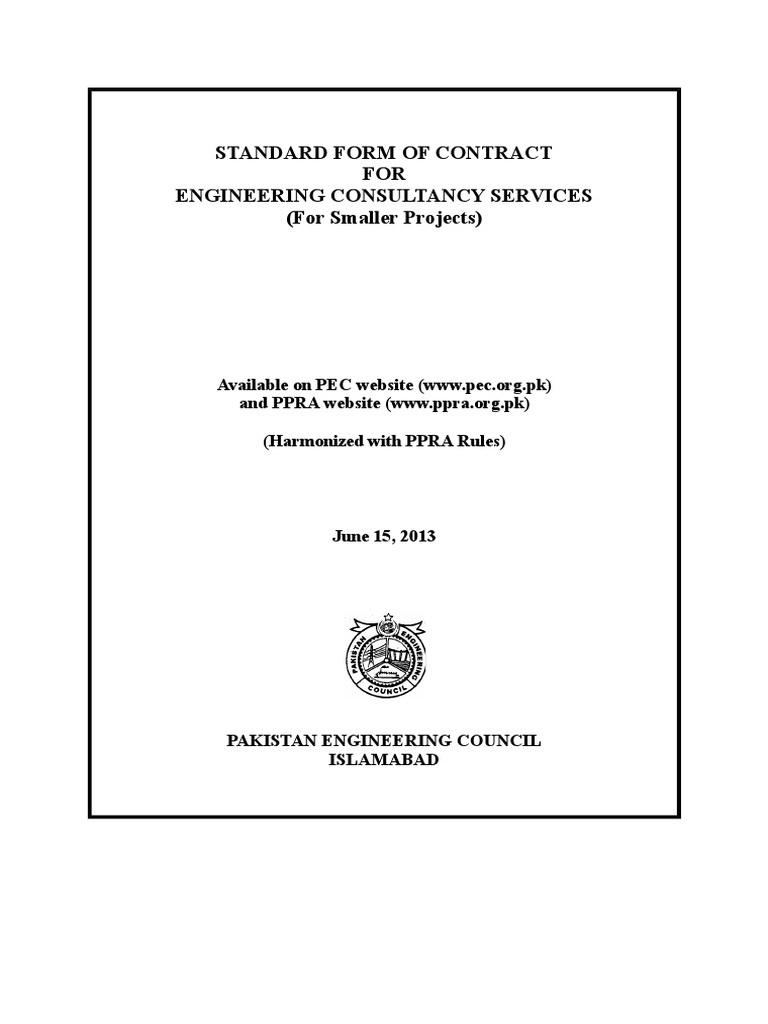 Standard Form of Contract for Engineering Consultancy Services (For ...