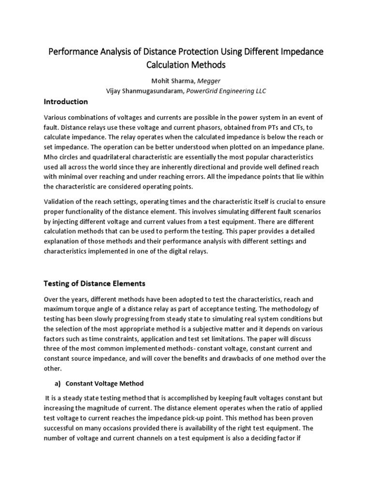 Analysis of Different Distance Protection Impedance Calculation Methods ...