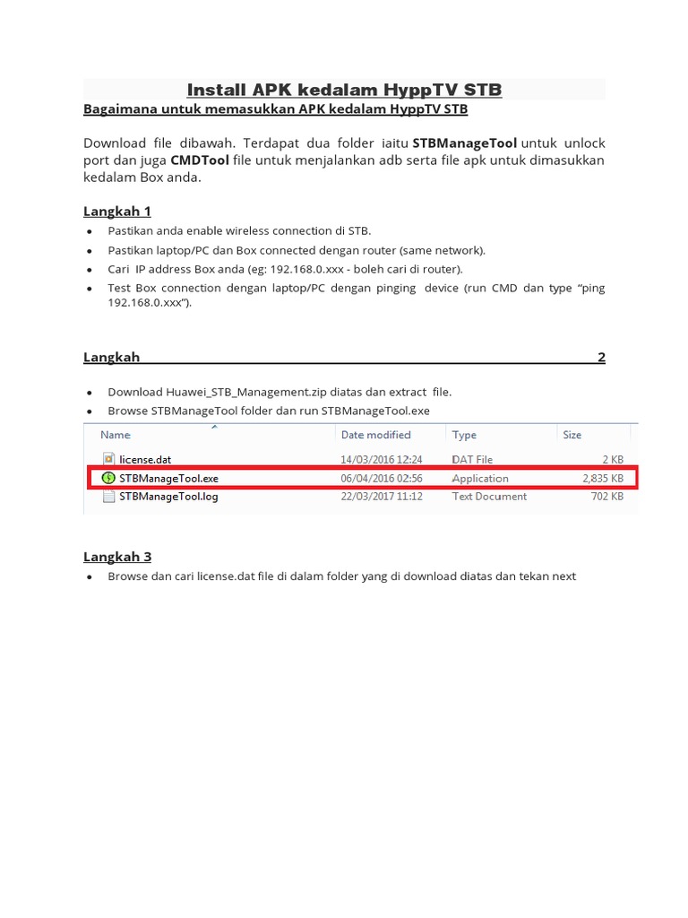 Install APK Kedalam HyppTV STB | PDF