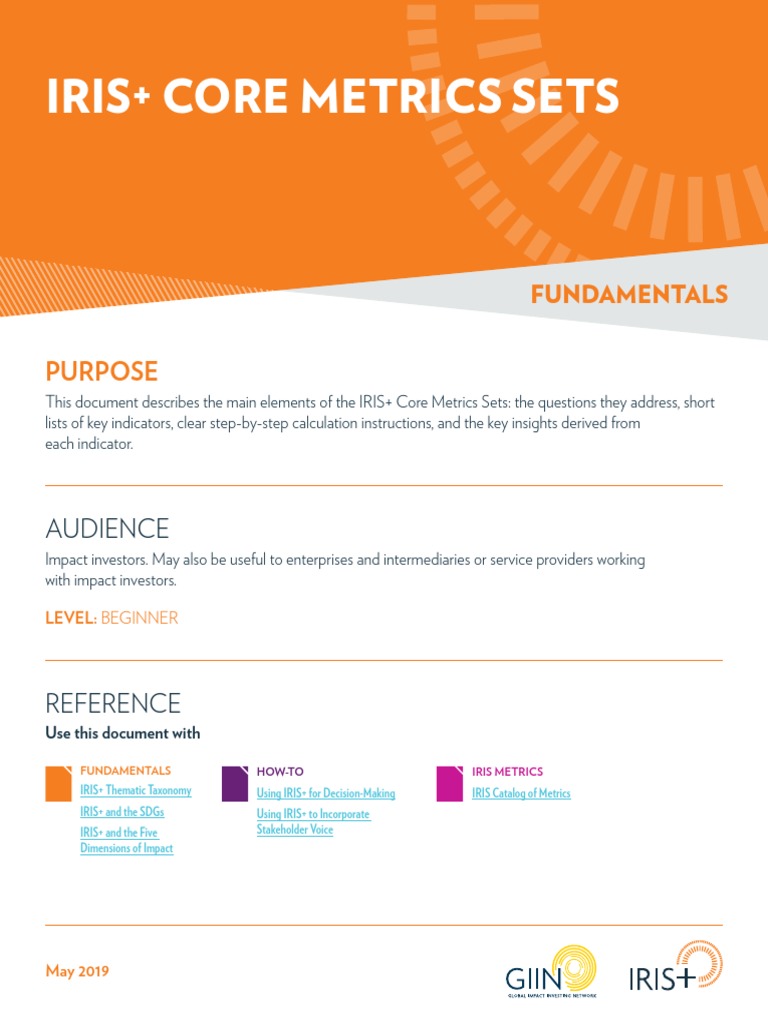 Iris+ Core Metrics Sets: Purpose | PDF | Risk | Investing