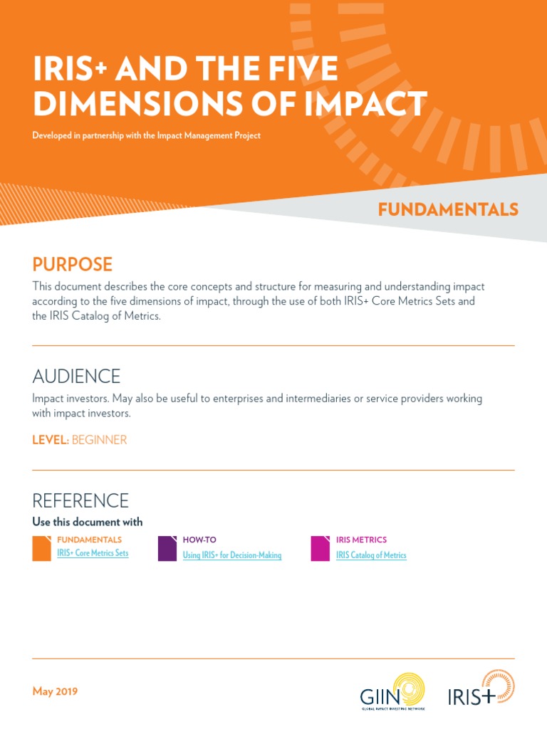 Iris+ and The Five Dimensions of Impact: Purpose | PDF | Risk ...