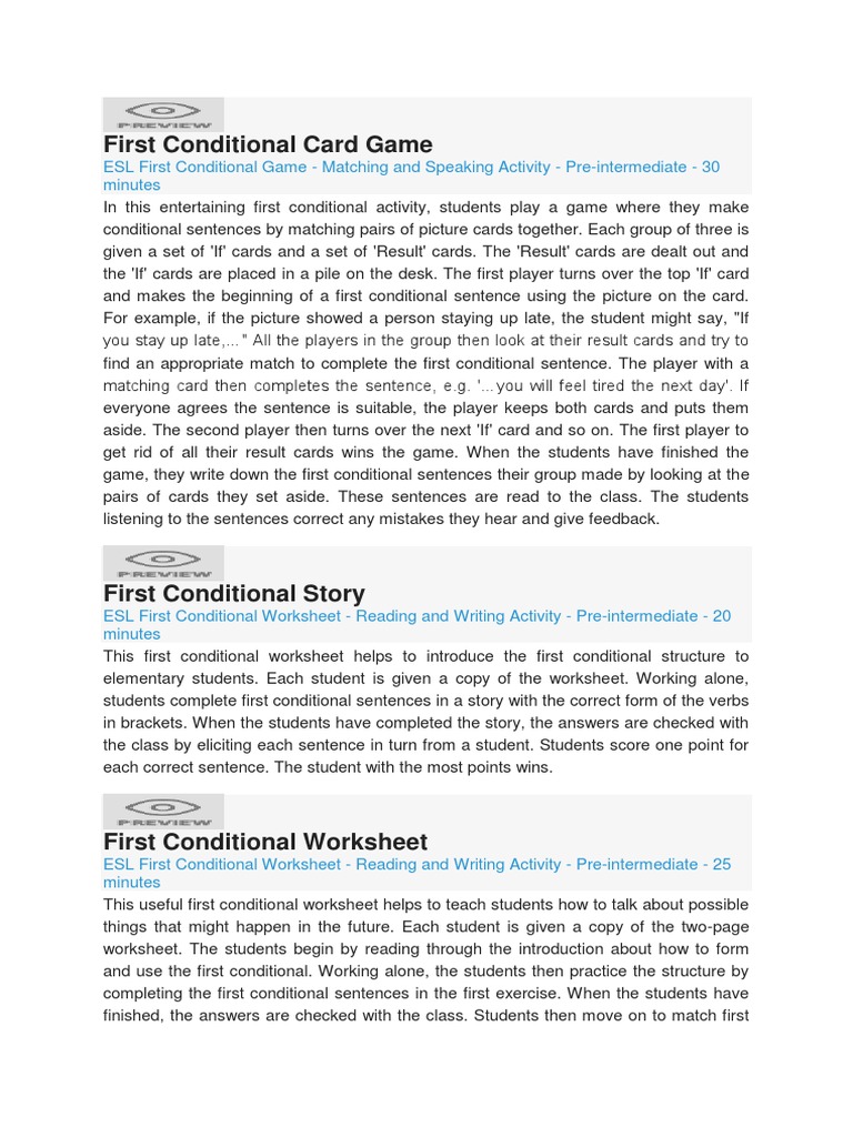 First Conditional Card Game | PDF | Question | Sentence (Linguistics)