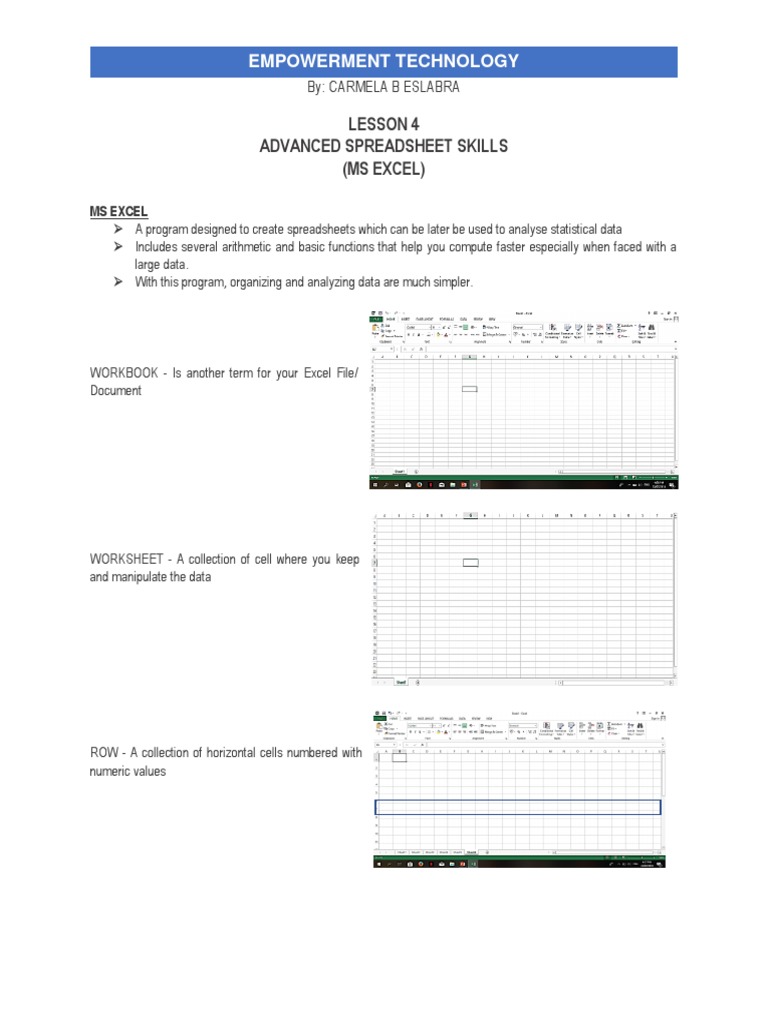 Advanced Excel Skills for Empowerment | PDF | Spreadsheet | Summation