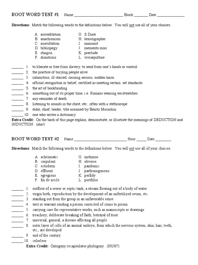 Root Word Tests | PDF | Fallacy