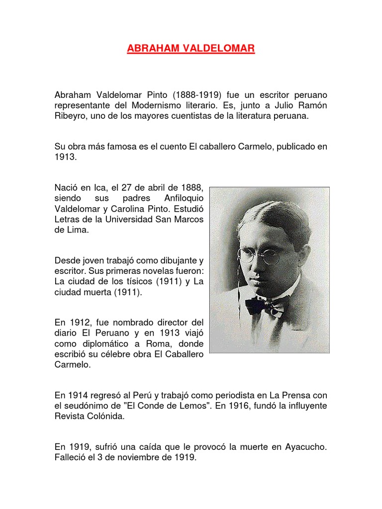 Vida y Obra de Abraham Valdelomar | PDF