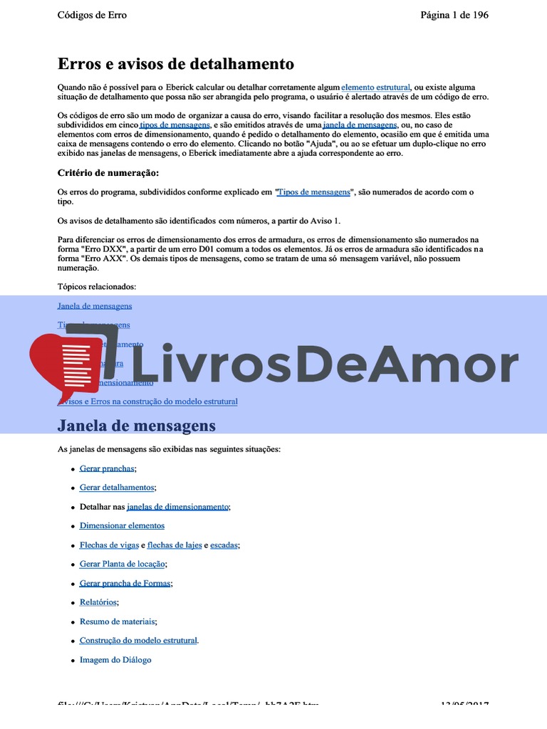 Erros e Avisos no Eberick: Guia Completo | PDF | Viga | Janela (informática)
