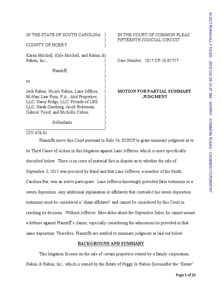 Final Filed Motion With Exhibits | PDF | Summary Judgment | Foreclosure