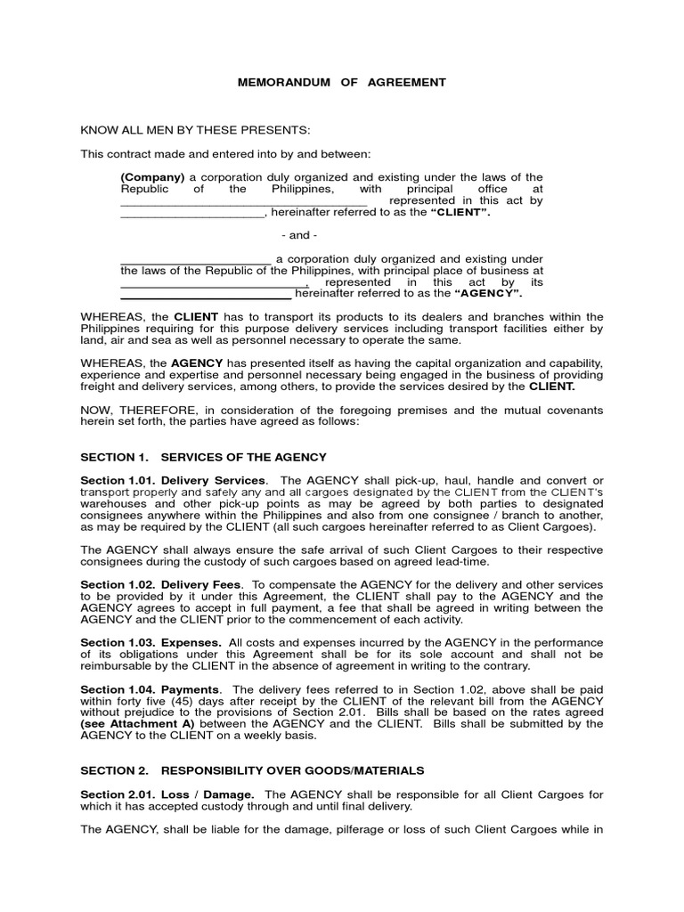 Memorandum of Agreement With Data Privacy Provision | PDF | Information ...