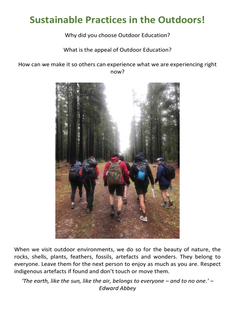 Sustainable Outdoor Education Practices | PDF | Camping | Campsite