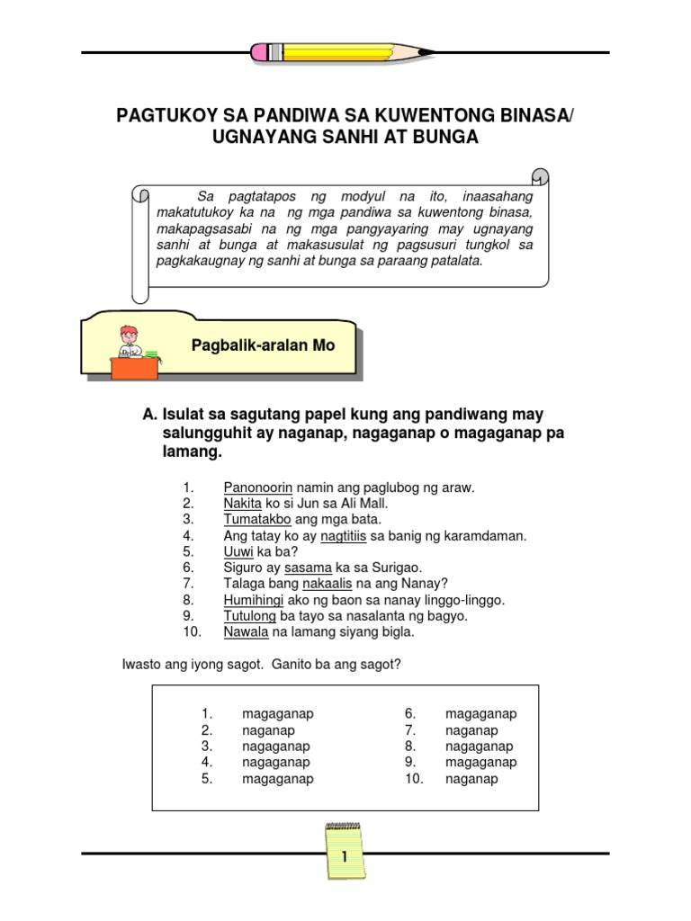 14 Pagtukoy Sa Pandiwa Sa Kuwe PDF | PDF