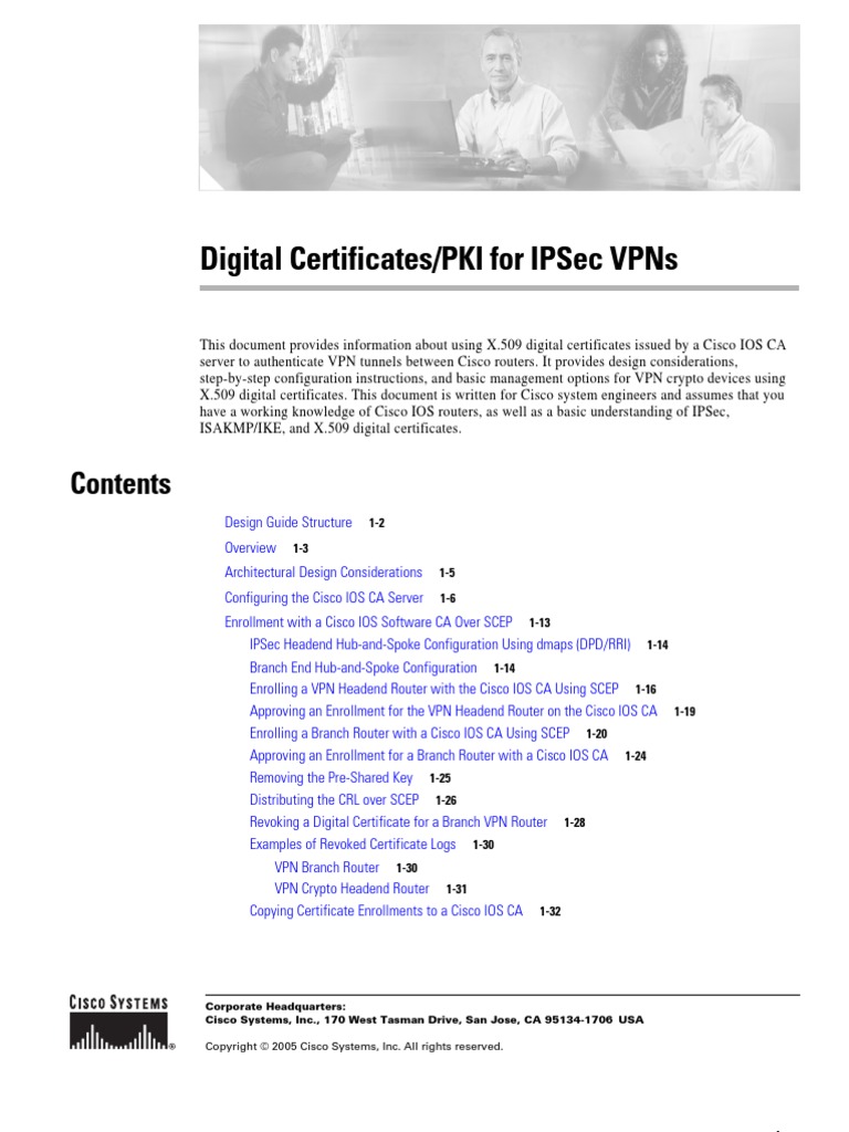 Cisco Digital Certificates/PKI For IPSec VPNs | PDF | Virtual Private ...