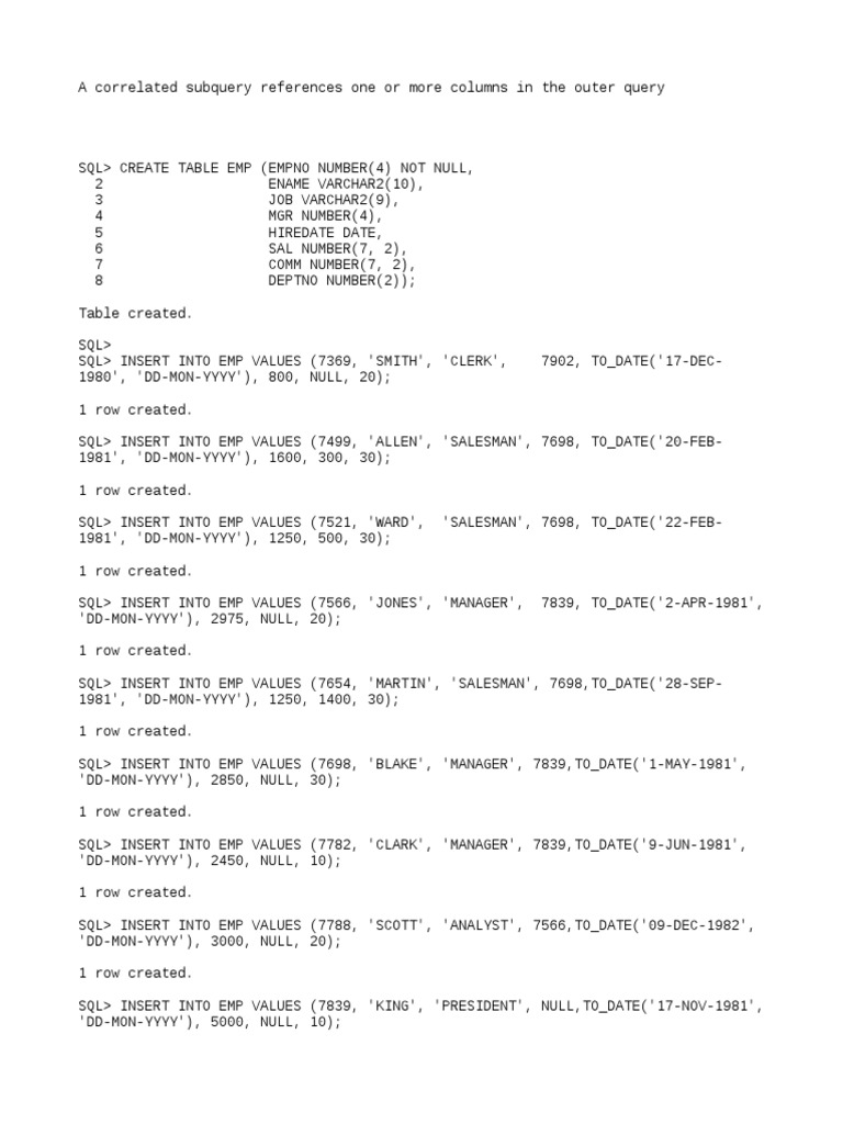 Correlated SubQuery | PDF | Data Management Software | Databases