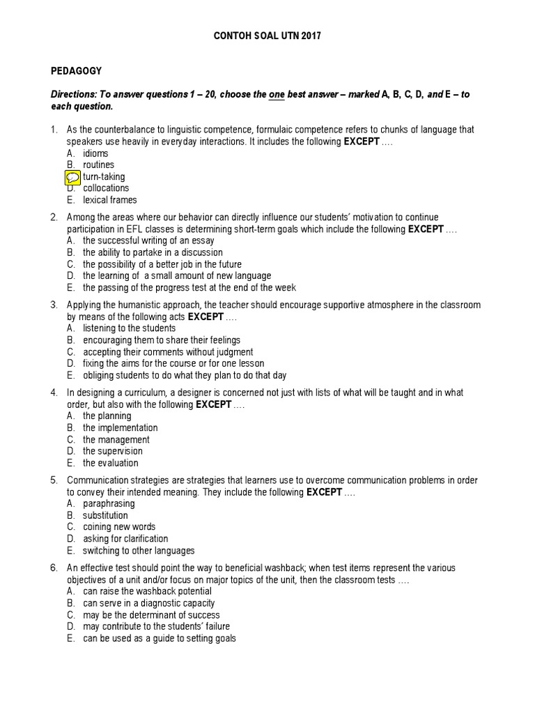 Directions: To Answer Questions 1 - 20, Choose The One Best Answer ...