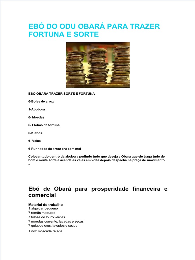 Ebo Odu Obara | PDF | Santeria | Natureza