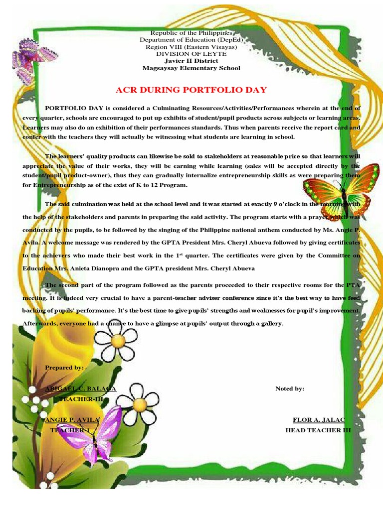 Narrative Report For Portfolio Day 2018 | PDF | Pedagogy | Teaching