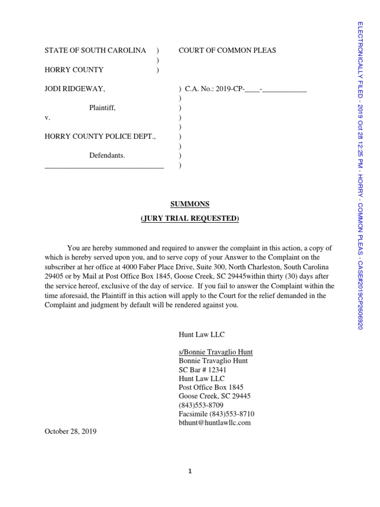 Jodi Ridgeway vs. Horry County Police Department | PDF | Civil Rights ...
