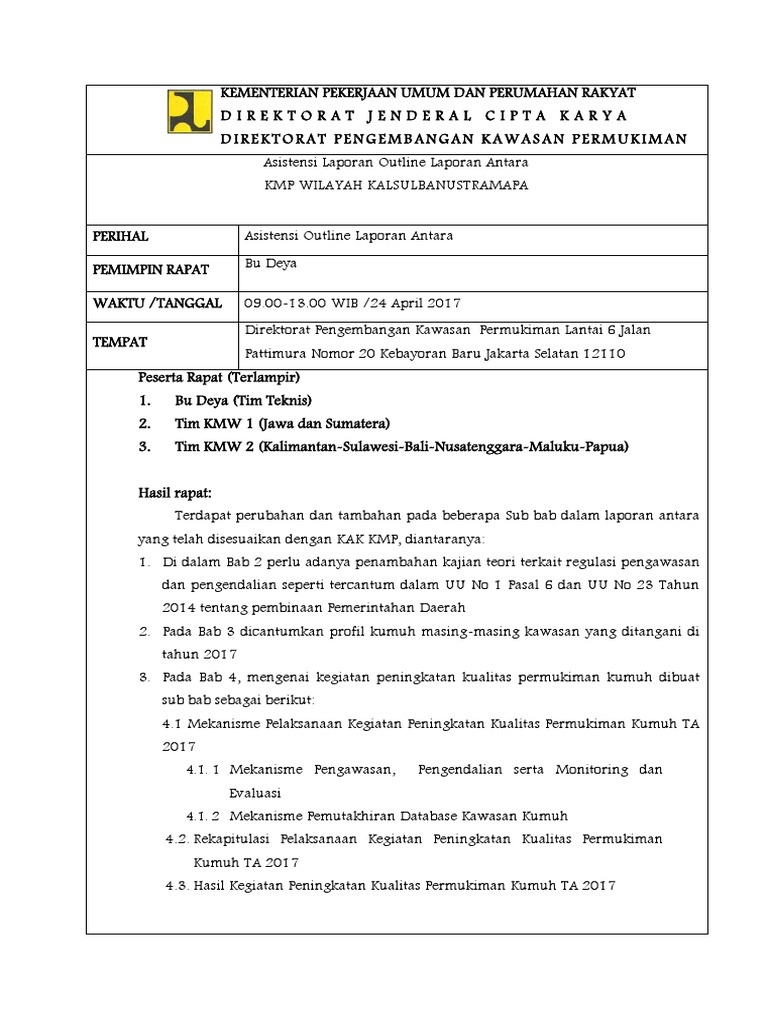 NOTULENSI Rapat Outline Lap Antara 24072017 | PDF