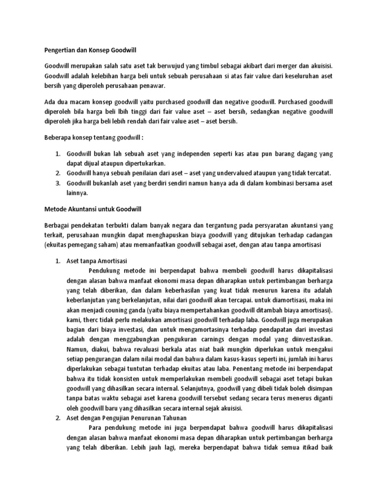 Goodwill dan Metode Akuntansi | PDF