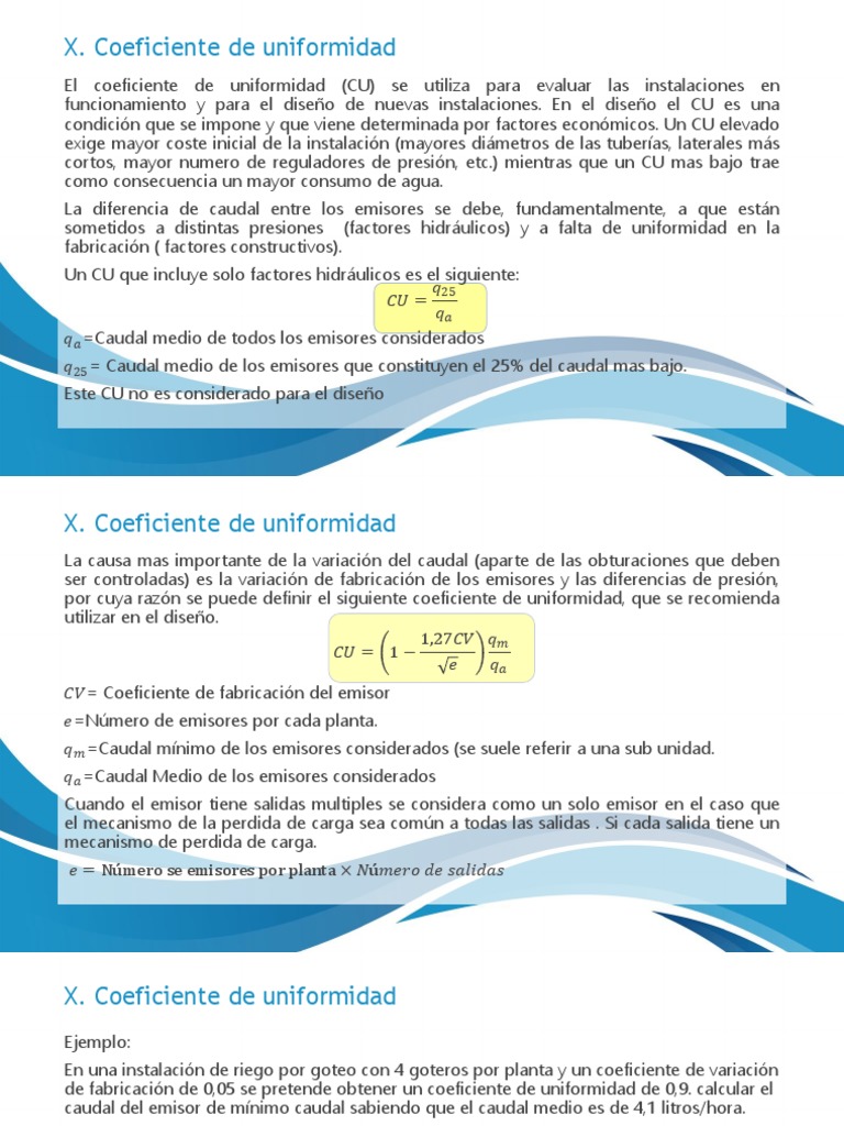 X. Coeficiente de Uniformidad | Descargar gratis PDF | Cobre | Riego