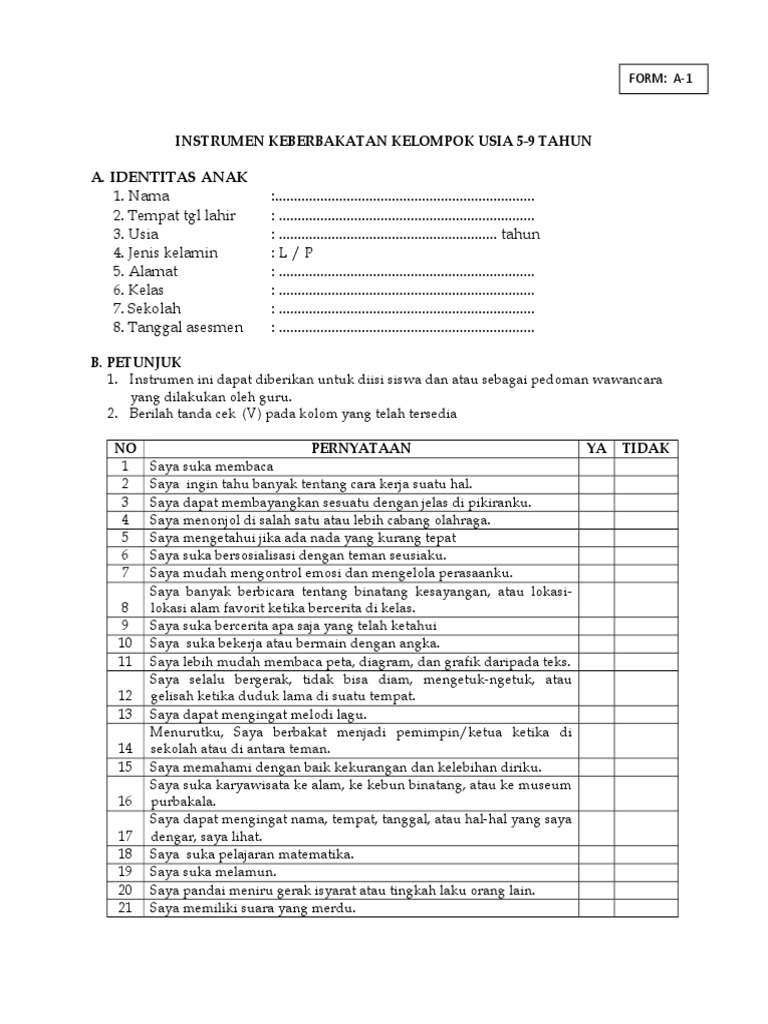 Instrumen Asesmen Minat Terhadap Vokasi (Bagya) | PDF