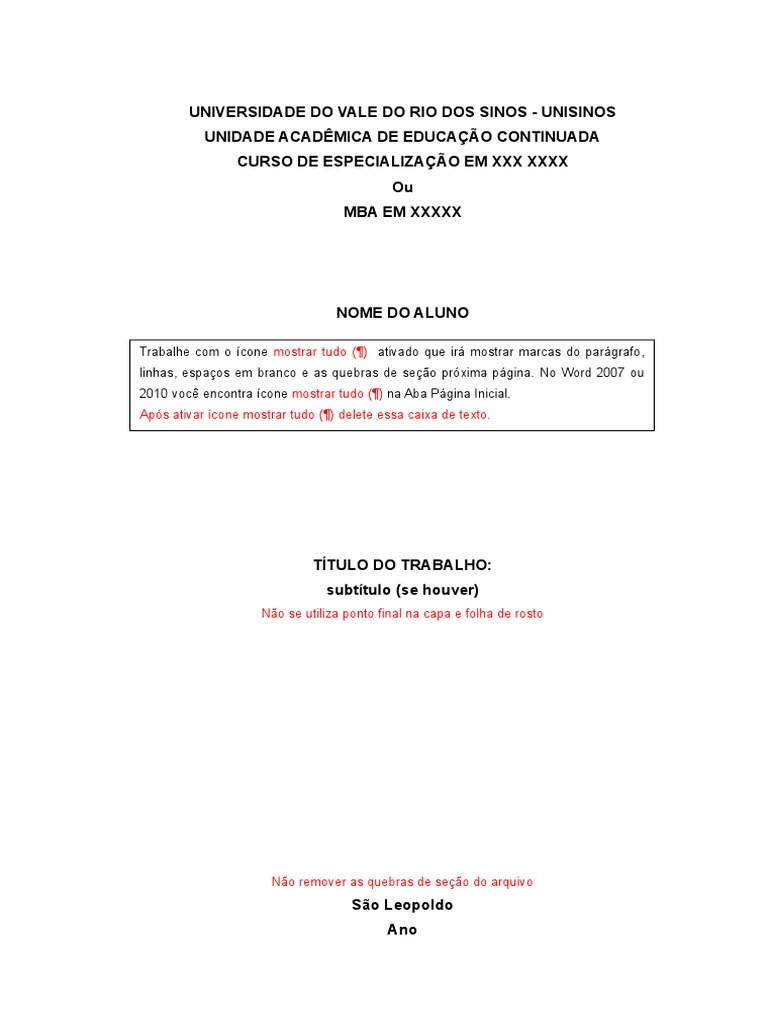 Modelo de Pré-Projeto para TCC | PDF | Caixa alta e caixa baixa | Citação