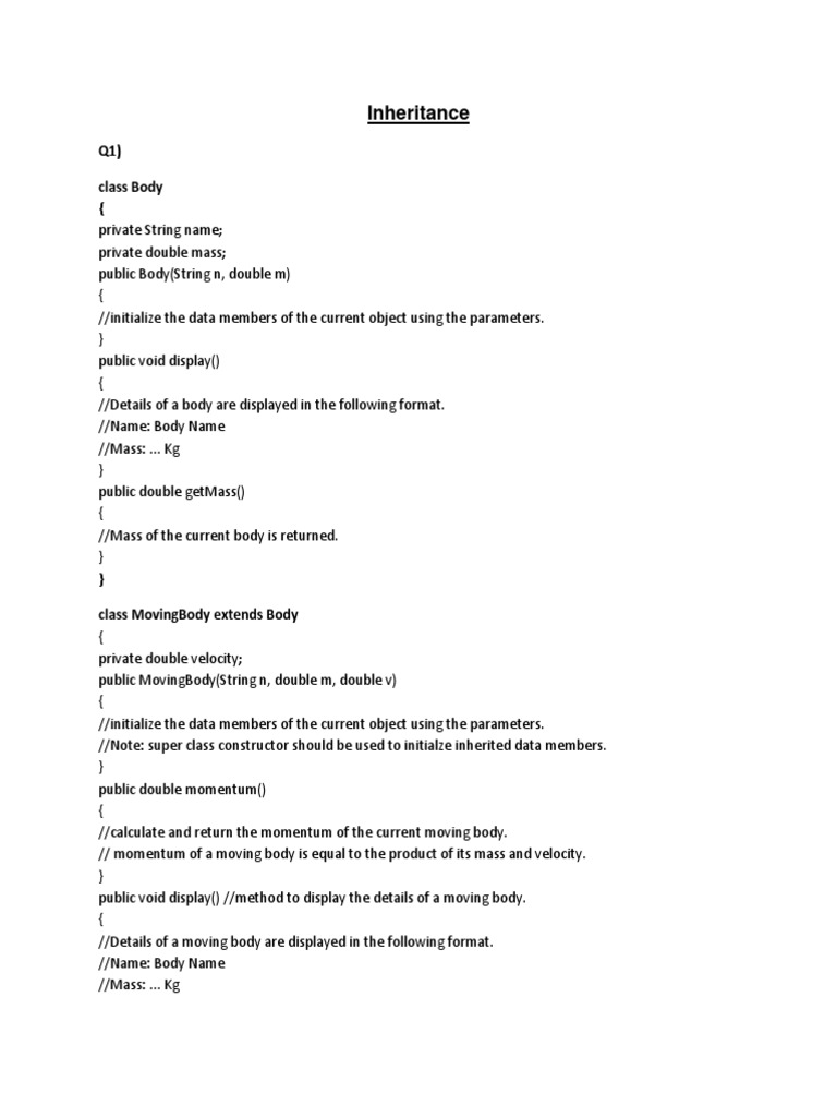 Object Oriented Programming Concepts Inheritance And Polymorphism Pdf Method Computer