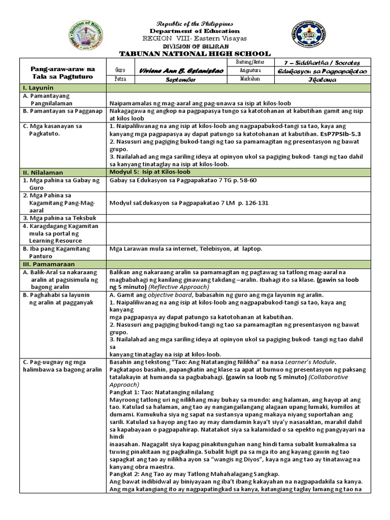 2nd Quarter Module 5 Day 3 DLP ESP 7 | PDF