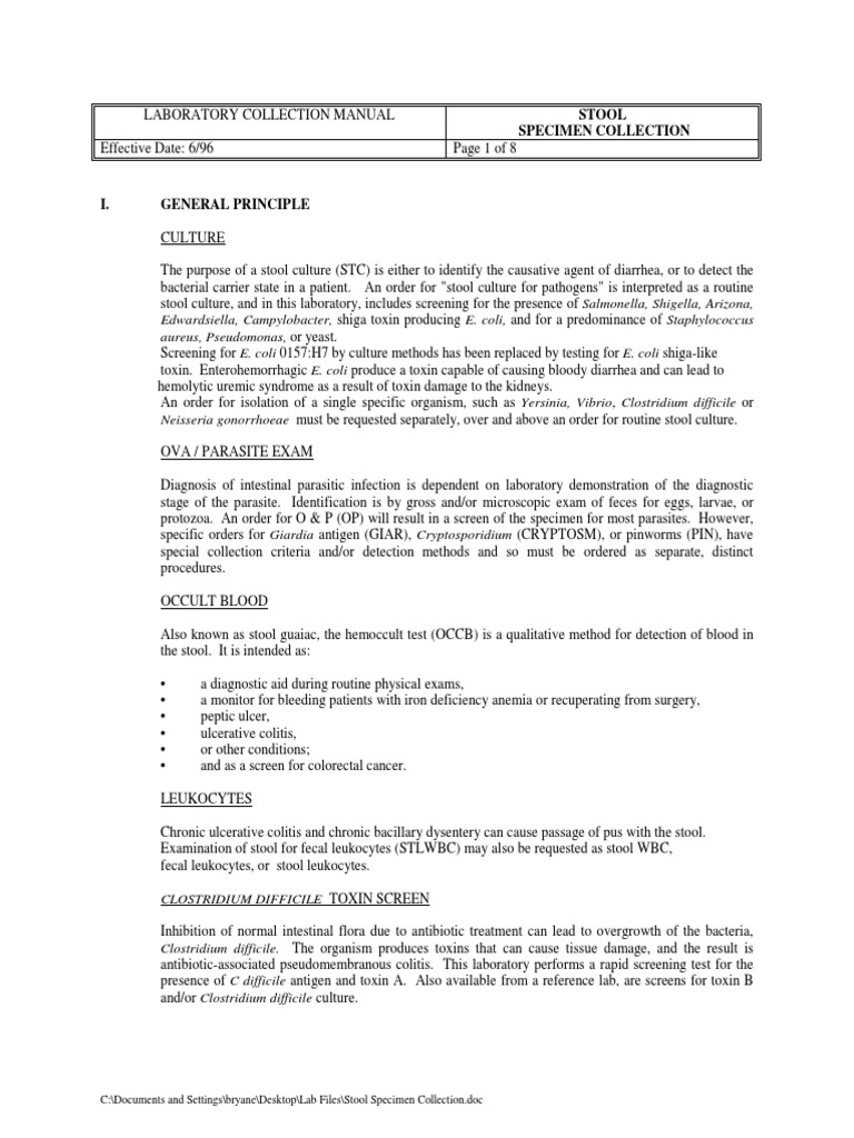 Stool Specimen Collection PDF | PDF | Human Feces | Diarrhea