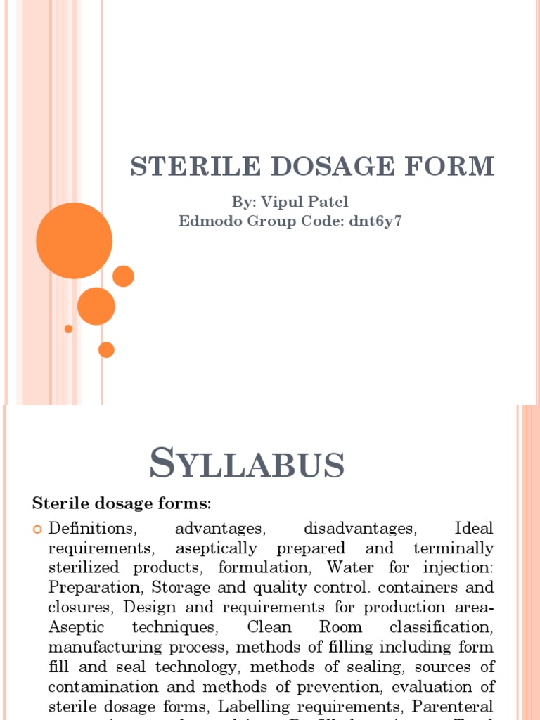 Sterile Dosage Form | PDF | Freeze Drying | Chemistry