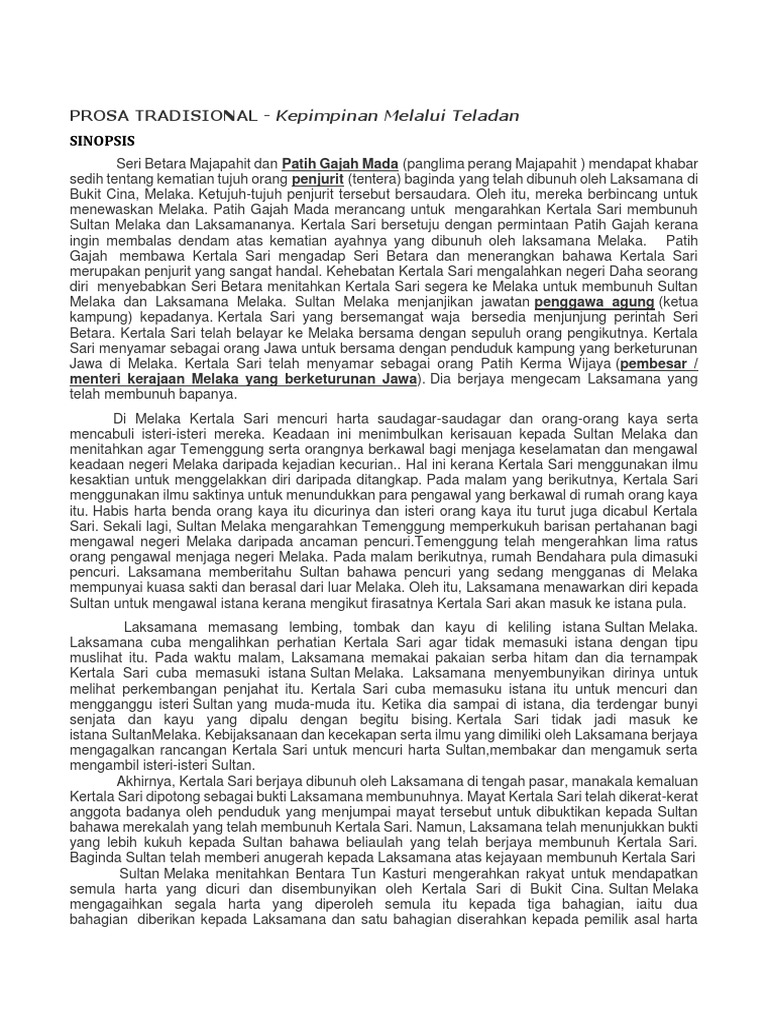 PROSA TRADISIONAL - Kepimpinan Melalui Teladan | PDF