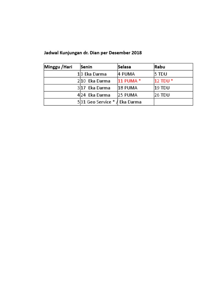 Jadwal Kunjungan | PDF