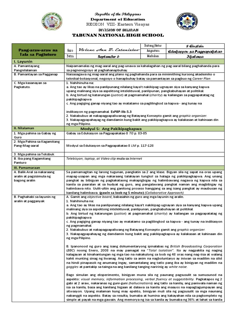 DLP Esp 8 2nd Quarter Module 5 Day 3 | PDF